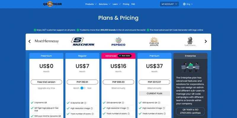 QR TIGER Subscription Plan Management